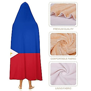Philippines Flag Hooded Blanket-Wearable Hooded Cape Blanket Shawl for Kids, Adults, Teens