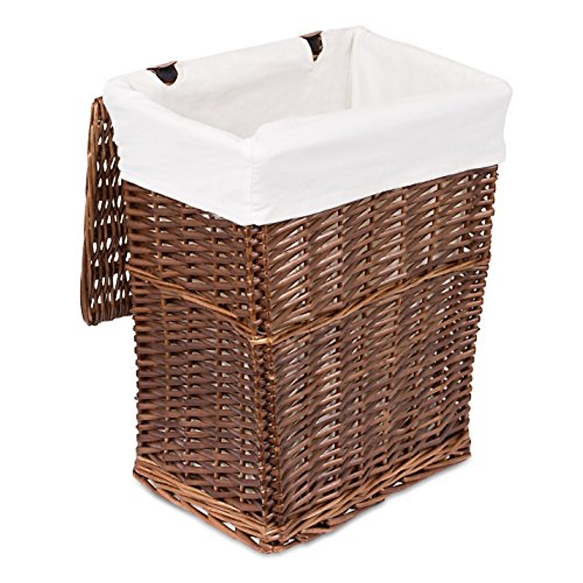 BIRDROCK HOME Woven Willow Baskets with Liner for Storage and Laundry - Set of 5 - Rectangular Hamper Bins with Lids - Decorative Wooden Wicker Basket for Organizing Blankets - Baby Organizer - Brown