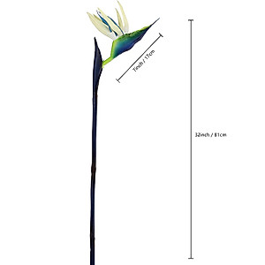 GLSATEMAN Artificial Bird of Paradise Flowers Rubber Strelitzia 32'in Long Stem Flower 3 Pcs,Suitable for DIY Home Decor Party Theme Display (Orange)