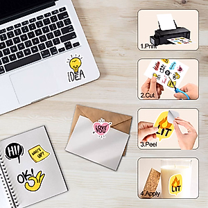 Premium Printable Vinyl Sticker Paper 8.5"x11" for Inkjet Printer - 30 Sheets Matte White Waterproof,Self-Adhesive, Dries Quickly Vivid Colors, Holds Ink Well- Tear Resistant - Inkjet & Laser Printer