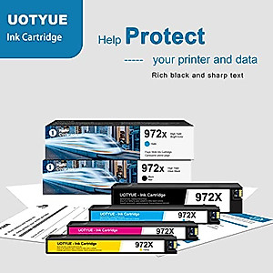 972X Color and Black High Yield Toner Set (4Pack,Black/Cyan/Magenta/Yellow) - UOTYE 972X Ink Cartridges Replacement for HP PageWide Pro 477dw 577dw 452dw 477dn 452dn 577z 552dw 377dw P55250dw Printer