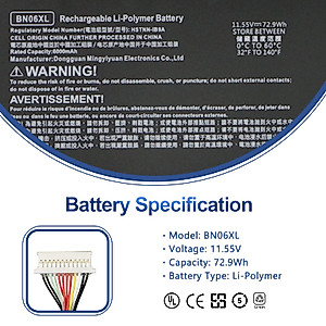 BN06XL L68299-005 Laptop Battery Replacement for HP Spectre X360 Convertible 15-EB000 15T-EB000 15T-EB100 15-EB0005UR 15-EB0035TX 15-EB0025TX 15-EB0053TX 15-EB0083NR BN06072XL L68235-1C1 72.9Wh