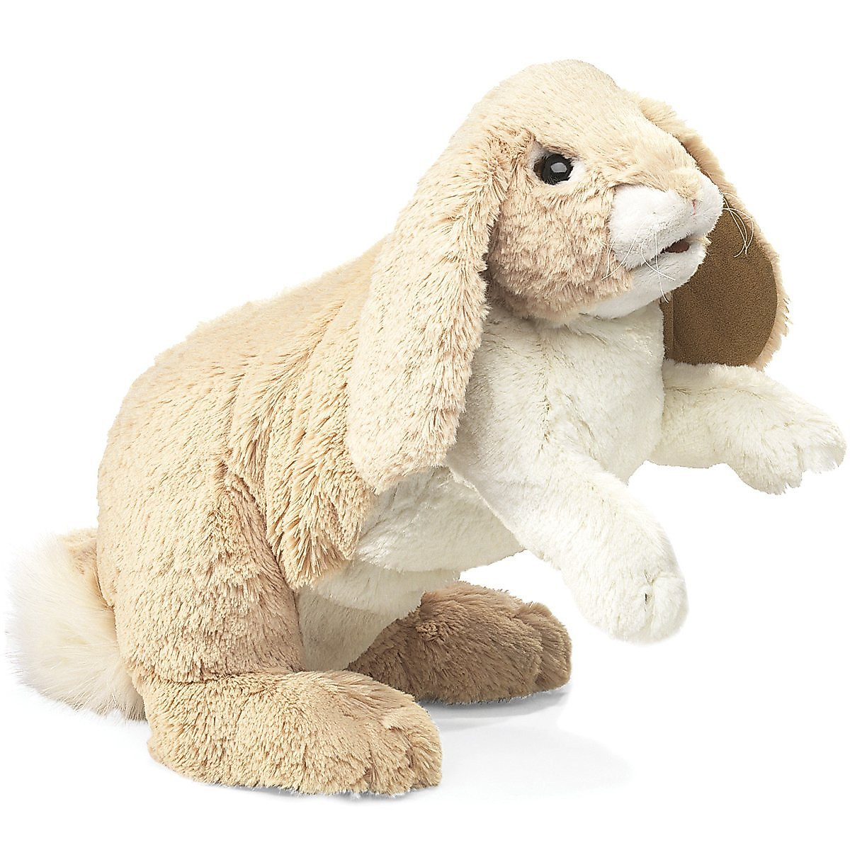 Folkmanis Floppy Bunny Rabbit Hand Puppet, Tan, White, 1 EA