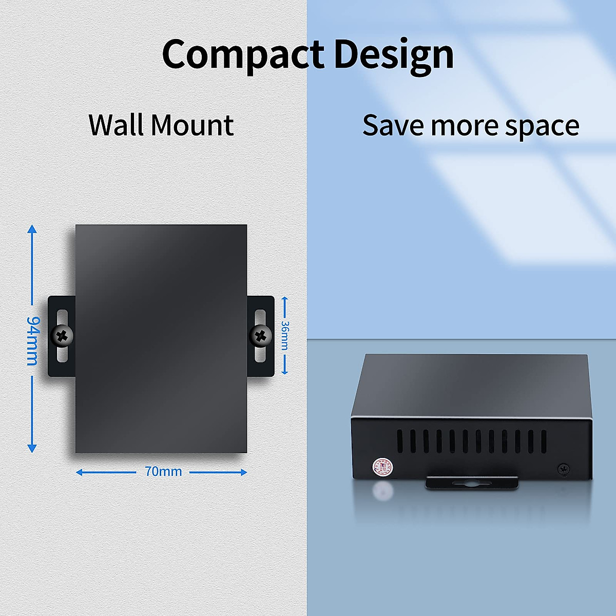 SODOLA 2 Port POE Extender 10/100Mbps,1 in 2 Out POE Repeater for Security Systems IP Camera, PoE Amplifier, PoE Booster, Wall-Mount, IEEE 802.3at / 802.3af, Metal Housing Network PoE Signal Extender