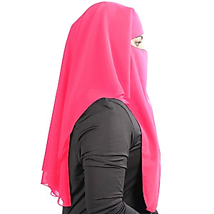 MyBatua 3 Layers Saudi Niqab In Breathable Georgette, Wholesale Price, 1pc Face Veil NQ-003 (Sweet Pink)