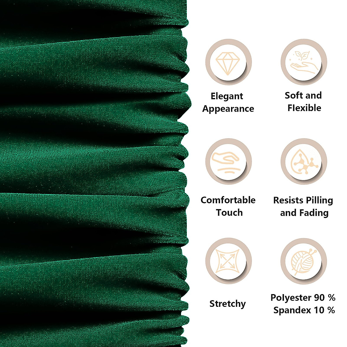 KKJIAF Hunter Green Stretch Velvet Fabric 60 Inch Wide, 1 Yard Soft Stretchy Fabric for Sewing Clothes, Apparel, Costume, Crafts - 90% Polyester 10% Spandex