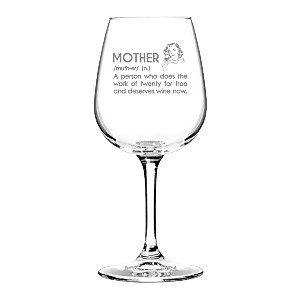 Mother Definition Funny Mom Wine Glass Gifts for Women- Premium Birthday Gift for Her, Best Friend- Unique Present Idea