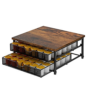 Coffee Pod Drawer Holder Capsule Storage Organizer 2 Tier Coffee Pods Holder With Sliding Baskets for 72 Capacity K Pod, Suit for Home Office Cafe Counter (Black)