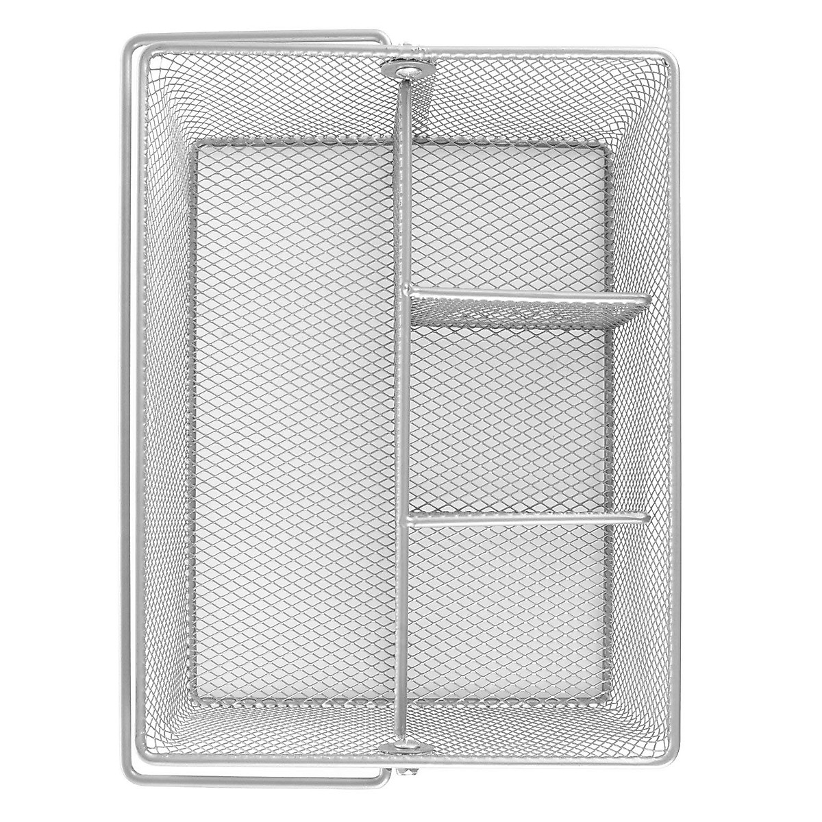 Maypes Utensil Caddy - Silverware Caddy for Parties, Spoon Holder, Buffet Organizer for Condiments, Napkin, Forks, Knives - Stainless Steel Flatware Caddy for Home, (Silver)