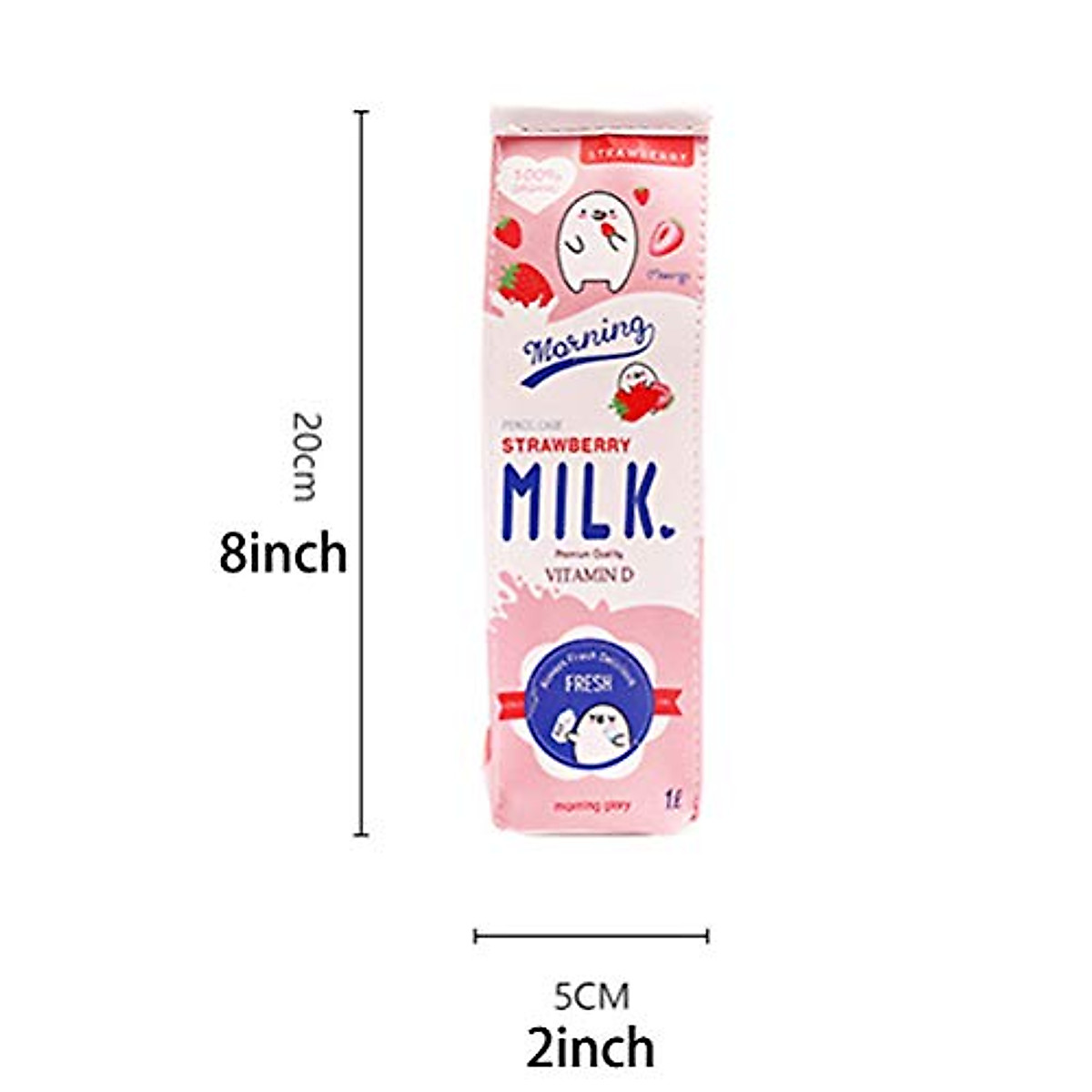 8 Colors,Large Capacity Cute Milk Carton Pencil Cases Box Cosmetic Bag with Zipper by Warmword (Pink)