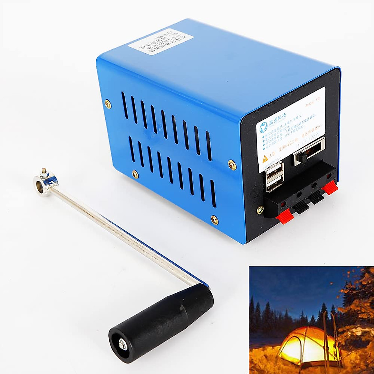 20W Hand Cranked Generator Multifunction Portable USB Charging Emergency Dynamotor Manual Hand Crank Generator for Outdoor Camping Survival Activities Phone Charger