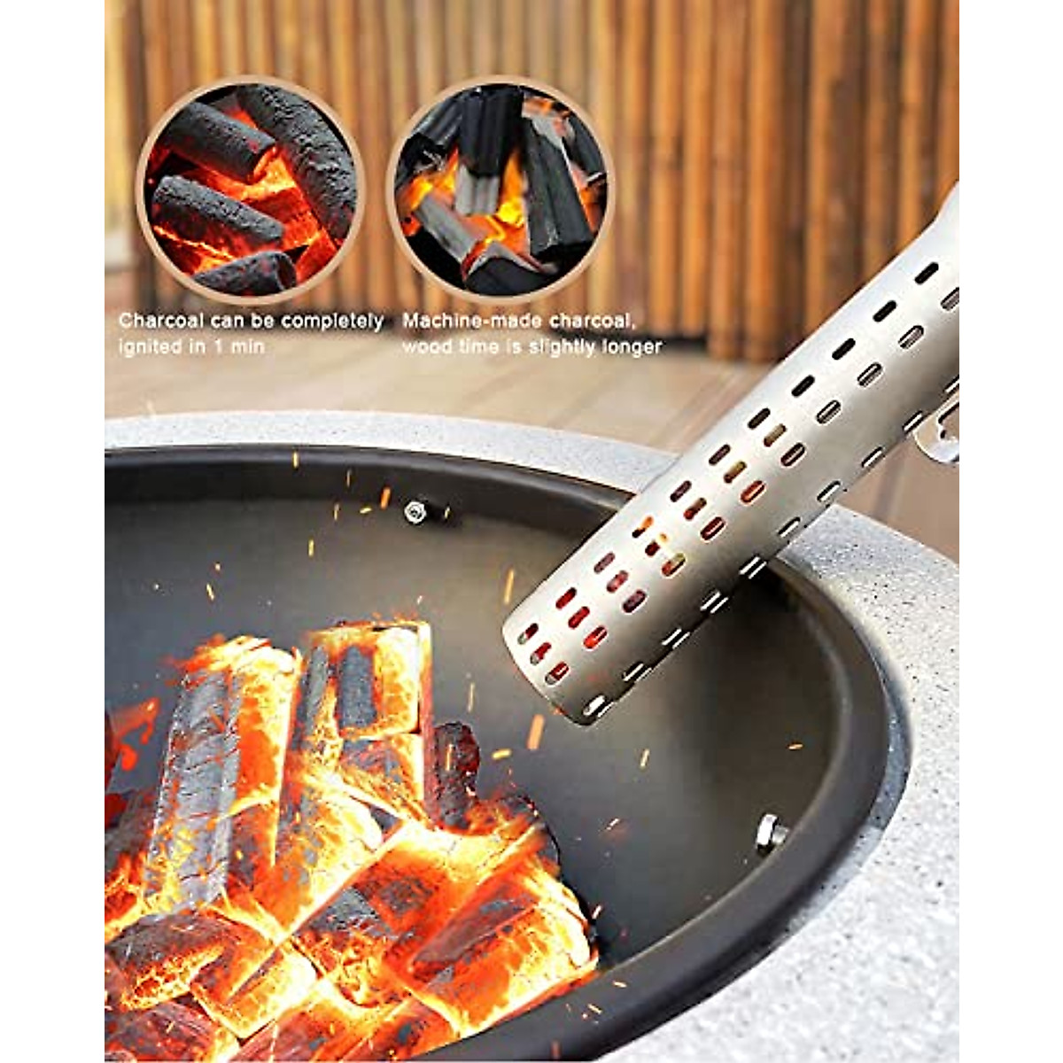 Charcoal Lighter, Portable Electric Charcoal Starter, Fire Starter for BBQ Grill Campfires Wood Stove Fireplace Pizza Oven, Push Button Switch, No Need to Press the Switch for a Long Time(Color:Black)
