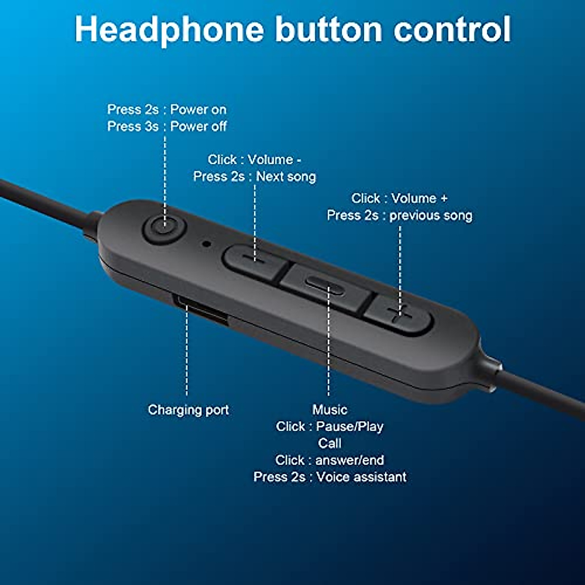 EEAABBR Neckband Bluetooth Headphones 100h Playtime V5.0 Bluetooth Headset Neckband Built-in Microphone IPX7 Waterproof,Neck Headphones for Android iPhone Suitable for Sports Driving Cycling