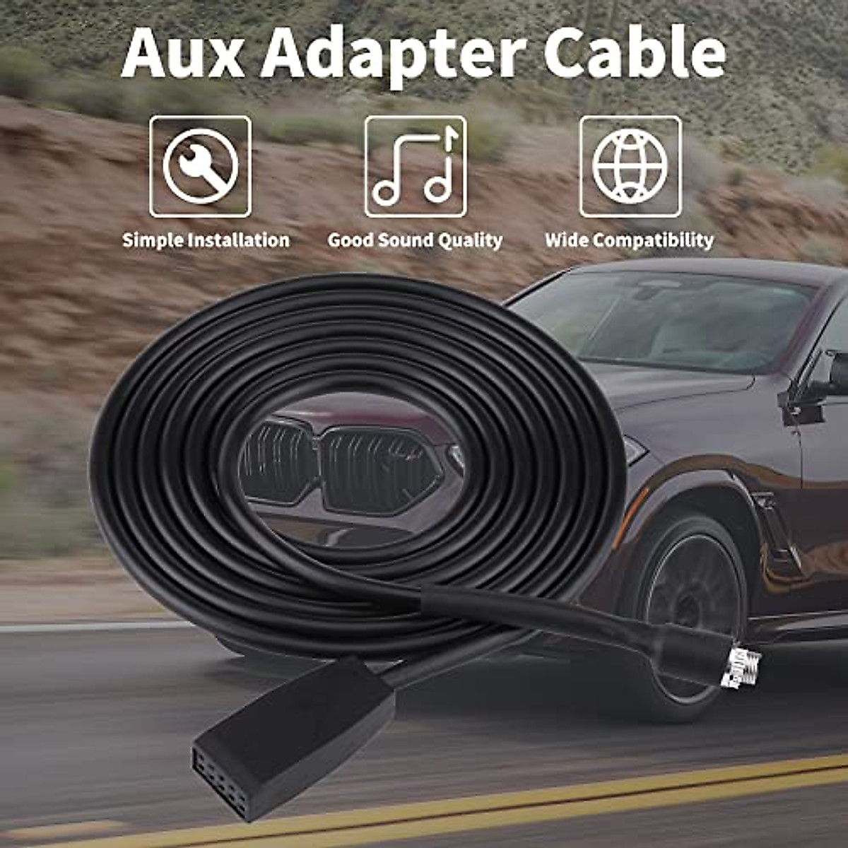 Keenso E46 Aux Cable, 3.5mm Female Jack Aux Cable for 325i Coupe Sedan 320i 320ci 320cic 323i 323ci 325i 325ci 325cic 328i 328ci 328cic