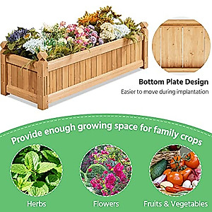 Yaheetech 43.5″ L × 16″ W × 14″ H Wooden Raised Garden Bed, Wood Rectangular Garden Planter Outdoor, Raised Planter Box for Patio/Yard/Greenhouse/Home Vegetable/Flower/Herbs, Natural Wood