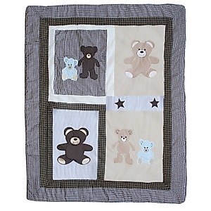 BabyFad Teddy Bear 100% Cotton Nursery 9 Piece Baby Crib Bedding Set