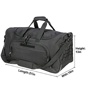 Greencity Gym Bag Travel Duffel Bag Sports Tote Tactical Army Weekender Work Out Bags for Women & Men Lightweight Waterproof Shoe Pocket,Black 21.2 Inch