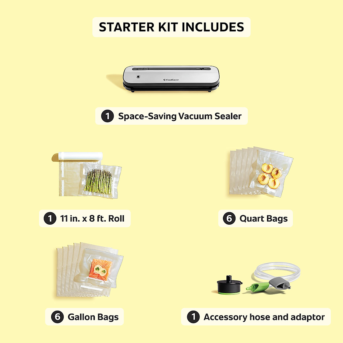 FoodSaver Space-Saving Vacuum Sealer with Bags and Roll