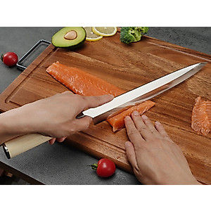 Hollory Sashimi Sushi Knife – 11.5 inch Japanese Yanagiba Slicing knife, Super Sharp Professional High Carbon Stainless Steel Single Bevel Fish Knife with Pakkawood Handle