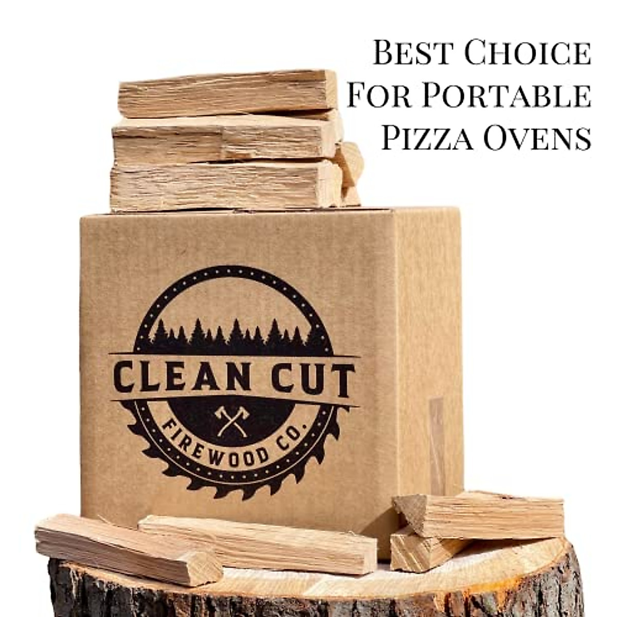 Clean Cut Firewood Co. Pizza Oven Wood 6 Inch Mini-Splits - Kiln Dried White Oak - For Portable Wood-Fired Pizza Ovens and Smokers - 1 Box 550 Cubic Inches