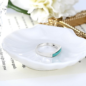 AeraVida Rectangular Bar Green Simulated Turquoise Stone Inlay .925 Sterling Silver Ring | Classic Wedding Rings For Women | Casual Comfort Fit Silver Rings for Women (8)