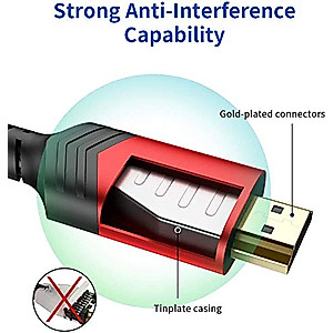 JSAUX HDMI Cables 2.1 2-Pack 6FT, 48Gbps 8K & 4K Ultra High Speed Braided HDMI Cable, 4K@120Hz 144Hz, 8K@60Hz, HDCP 2.2 & 2.3, HDR 10, eARC Compatible with Laptop Monitor UHD TV PS5 PS4 Dolby -Red