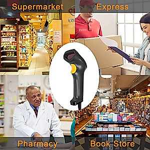 1D Laser Wired Barcode Scanners Readers, Wired Handheld Laser Barcode Scanner, Automatic 1D Bar Code Reader for Supermarket, Convenience Store, Warehouse
