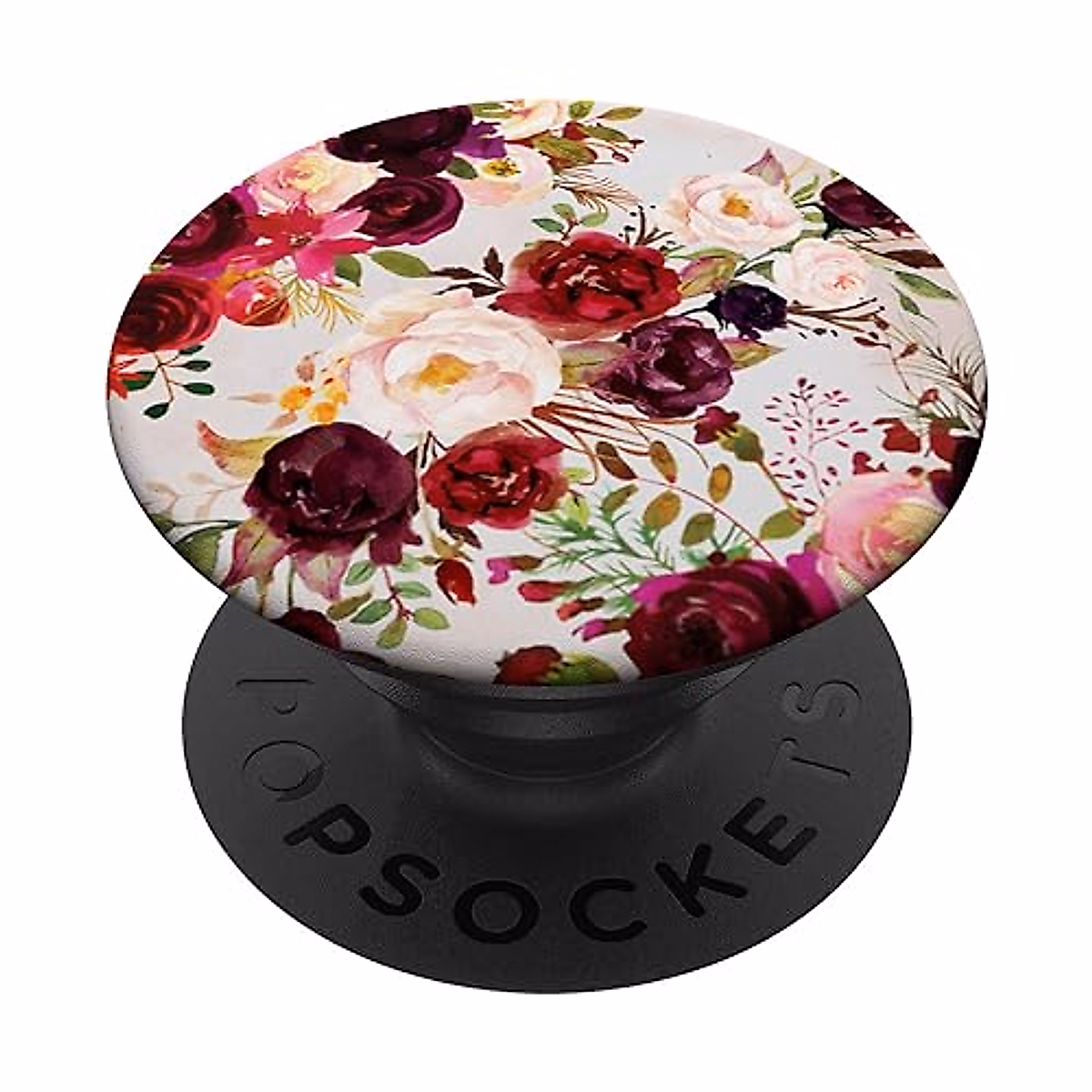 Burgundy Marsala Flower Design - Floral Pattern Gift PopSockets Standard PopGrip