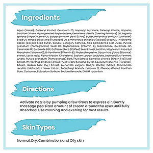 Firming and Brightening Eye Cream with Caffeine - Caffeine Eye Cream for Dark Circles and Puffiness with Collagen and Niacinamide - Moisturizing Under Eye Cream for Wrinkles and Fine Lines - 0.5 Fl Oz