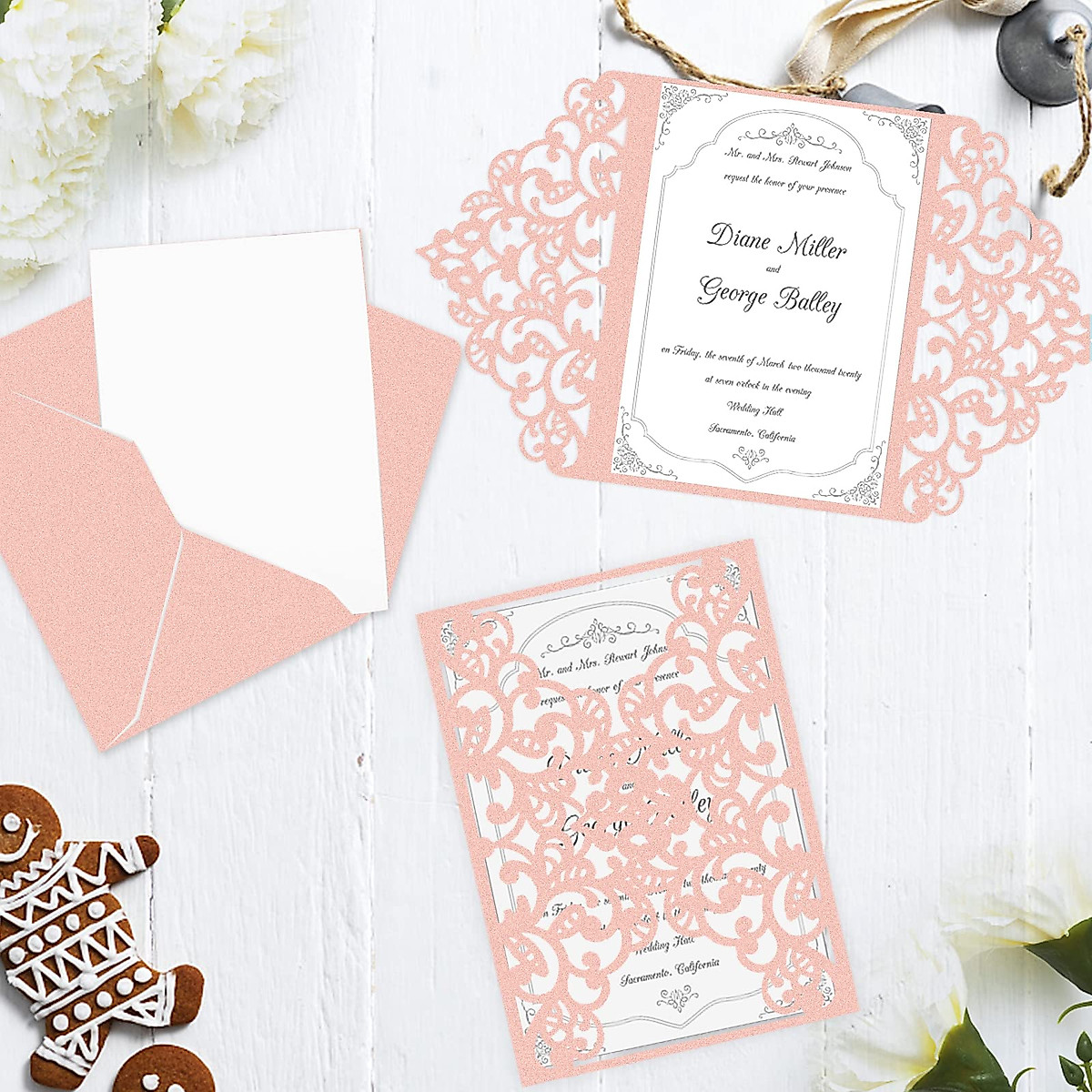 24 Sheets Pink Shimmer Cardstock 8.5 x 11 Iridescent Paper, Goefun 80lb Card Stock Printer Paper for Invitations, Certificates, Crafts, DIY Cards