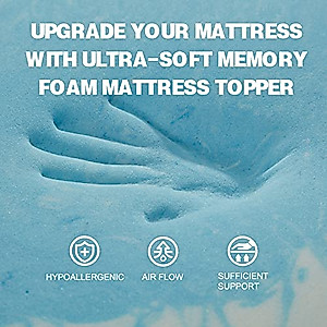 SINWEEK Dual Layer 4 Inch Memory Foam Mattress Topper, Queen Size, 2 Inch Gel Memory Foam Plus 2 Inch Extra Thick Pillowtop Cover, Pressure Relieve Soft Mattress Pad