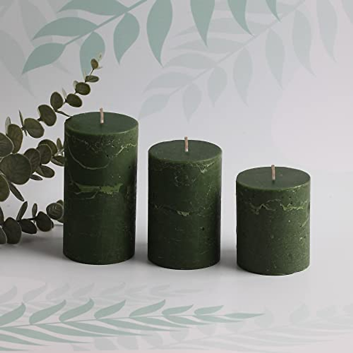 Nu'ada Handmade Pillar Candles Set of 3, Candle for Candle Holders, Long Burning and Dripless Pillar Candle for Wedding & Home & Restaurant, Spa, Bathroom, Bedroom Christmass Decoration Candles