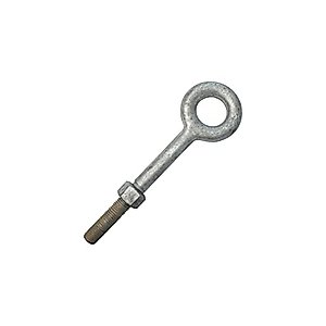 Steel Eyebolt, Not For Lifting, Galvanized Finish, 12" Length, Threads, Imported