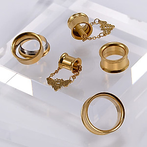 POBAISITER 2PCS Stainless Steel Ear Gauges Tunnels Hollow Spider Bee Bat Chain Screw Fit For Men Women 6mm-25mm