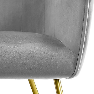 Topeakmart Modern Accent Barrel Chair Living Room Chair Velvet Accent Armchair with Metal Legs for Living Room Bedroom Home Office Grey