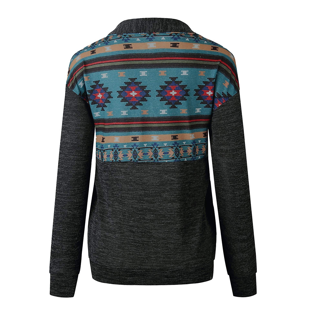 Voopptaw Womens Floral Print Casual Pullovers 1/4 Zipper Stand Collar Sweatshirts Tops with Pockets (Blue, X-Large)