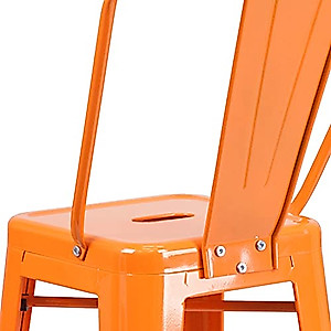 Merrick Lane Dothan Series Orange 30" High Metal Bar Height Stool with Removable Back for Indoor-Outdoor Use