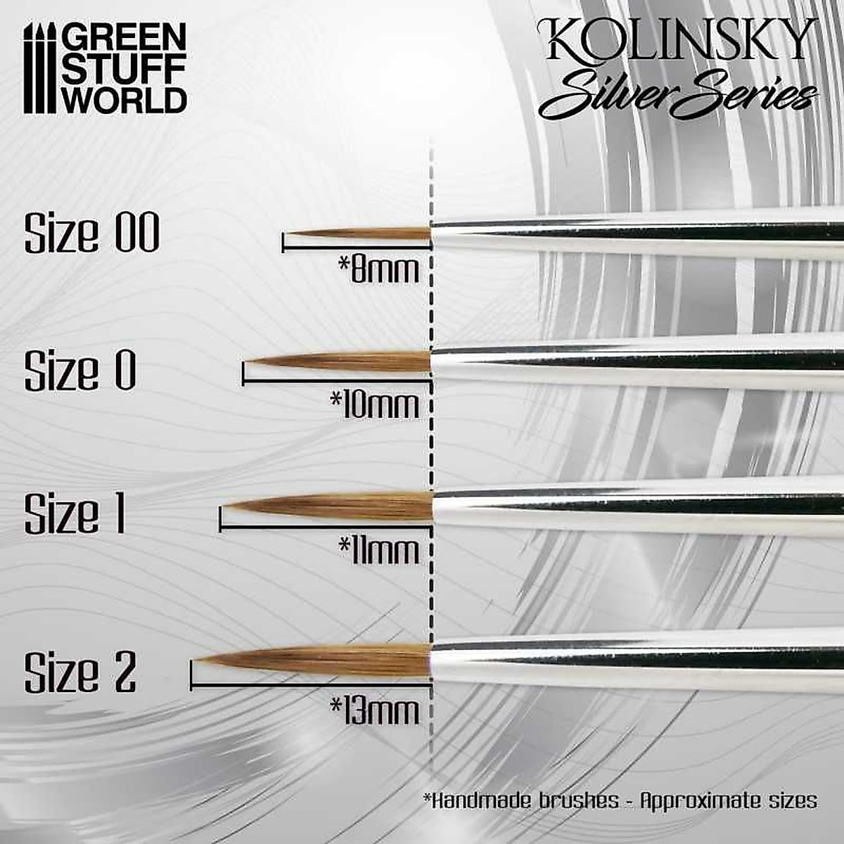 Green Stuff World Silver Series Kolinsky Brush Set of 4-10193