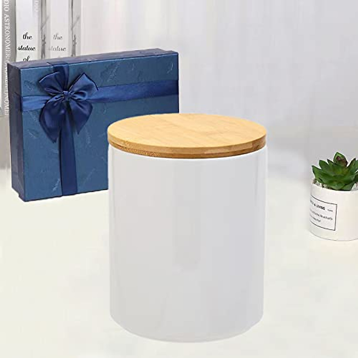 Kopmath Ceramic Food Storage Jar, 35 FL OZ（1000 ml）,Kitchen Canister with Bamboo Lid, Sturdy for Dishwasher, Storage Container for Coffee Sugar Tea Nut Snack Sourdough Starter