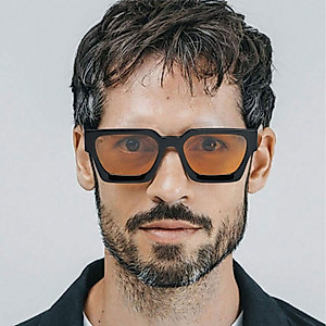 YMRFW Simple Women's Square Sunglasses Men's Thick Frame Classic Trend Black Sunglasses UV Protection