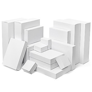 Mefleet 16 Pack Gift Boxes with Lids Assorted Sizes Small to Extra Large Different Size Gift Box for Wrapping Christmas Presents, Holidays, Birthday Gift White