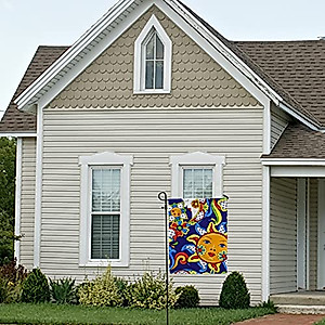 ZHONGJI Garden Flag Yard Flag Mexican Talavera Cute Pattern Blue Vertical Double Sided Design Seasons Holidays Yard Outdoor Polyester 12x18 Inch