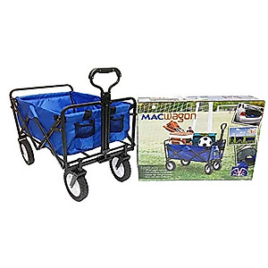 Mac Sports Heavy Duty Steel Frame Collapsible Folding 150 Pound Capacity Outdoor Camping Garden Utility Wagon Yard Cart, Blue