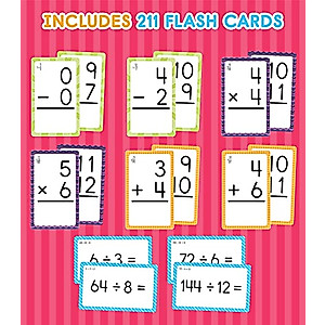 Carson Dellosa 4-Pack Math Flash Cards for Kids Ages 4-8, 211 Addition and Subtraction Flash Cards and Multiplication and Division Flash Cards for Kindergarten, 1st, 2nd, 3rd, 4th, 5th & 6th Grade