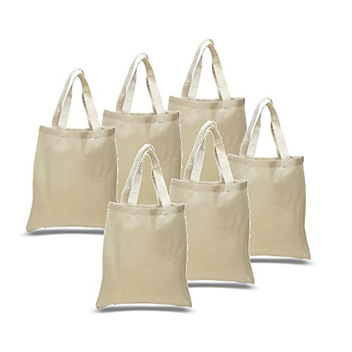 Set of 6 Blank Cotton Tote Bags Reusable 100% Cotton Reusable Tote Bags Natural