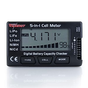 Tenergy 5-in-1 Battery Meter, Intelligent Cell Meter Digital Battery Checker/Balancer for LiPo / LiFePO4 / Li-ion/NiCd/NiMH Battery Packs