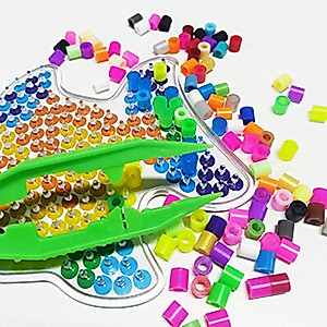 Three-Color Plastic Fuse Beads Tweezers Handmake Beads Crafts, Manual DIY Creative Craft Game Tool for Kids(1 Pack of 6 Tweezers,White,Green,Blue)