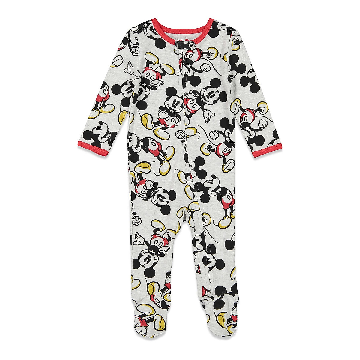 Disney Mickey Mouse Infant Baby Boys Zip-Up Long Sleeve Sleep N' Play Coverall Red & Gray 12 Months