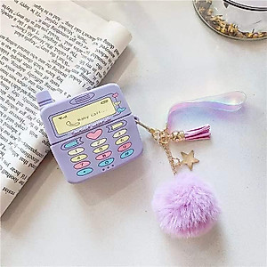 for Air pod 2/1 Case, Cute 3D Lovely Unique Cartoon for Air pod 2/1 Silicone Cover Fun Funny Cool Design Fashion Cases for Boys Girls Kids Teen for Air pod 2/1 Case (Purple Phone furball)