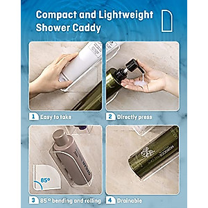 Sumille Acrylic Shower Caddy, 6 Pieces of Adhesive Shower Shelf, Accommodates Large Sizes, Wall Mounted Shower Organizer Rack, Easy Installation Bathroom Organizer for Bathroom, Shower and Washstand